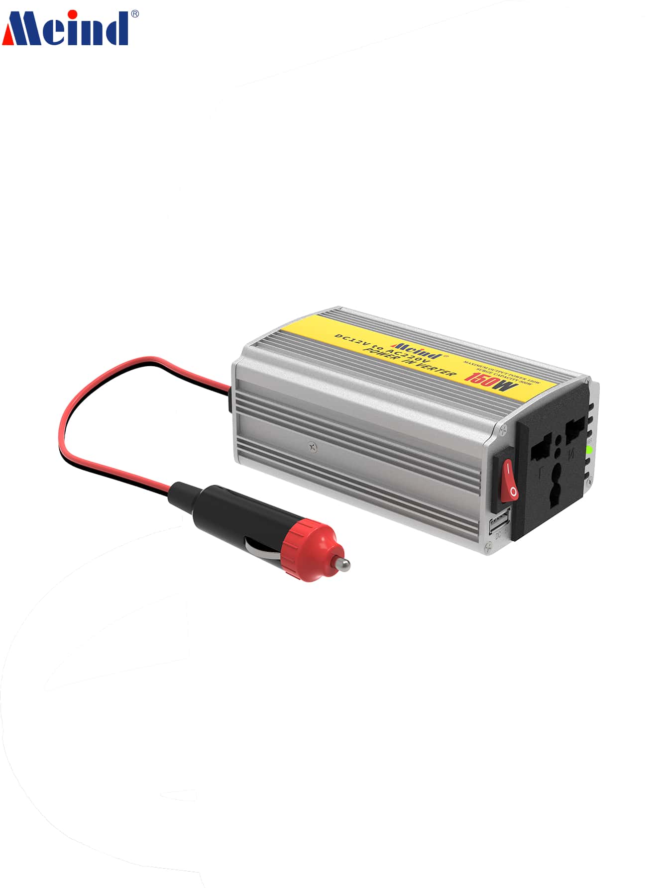 Silver 150w Car Inverter With Universal Socket, Converts 12v To 220v ...