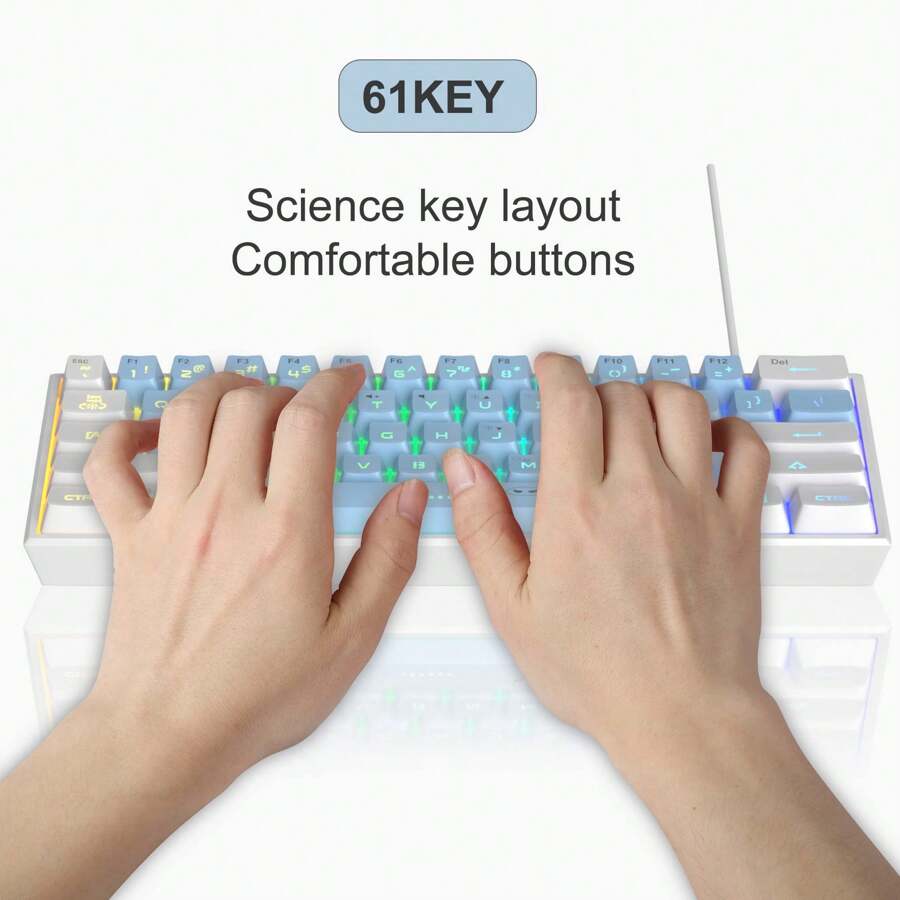 MageGee MageGee TS91 60% Compact Wired Keyboard 61 Keys RGB Backlight ...