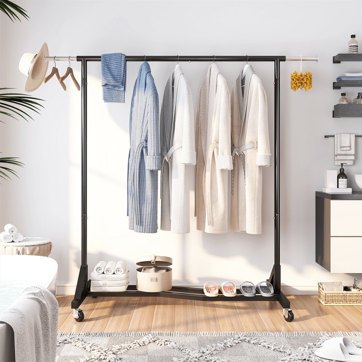 Raybee Drying Clothes Rack Heavy Duty Clothing Rack With Wheels ...