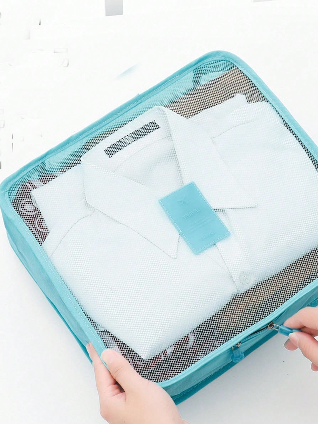 7 pieces Black Travel Organizer Set - Portable Luggage Storage Bags for ...