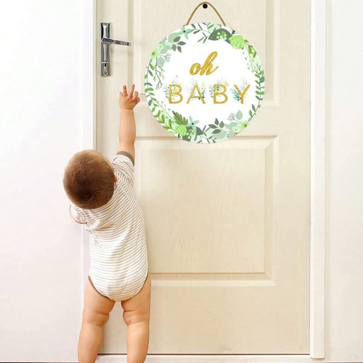 Decorative Wooden Baby Shower Sign For Welcome Baby Circular Wooden ...