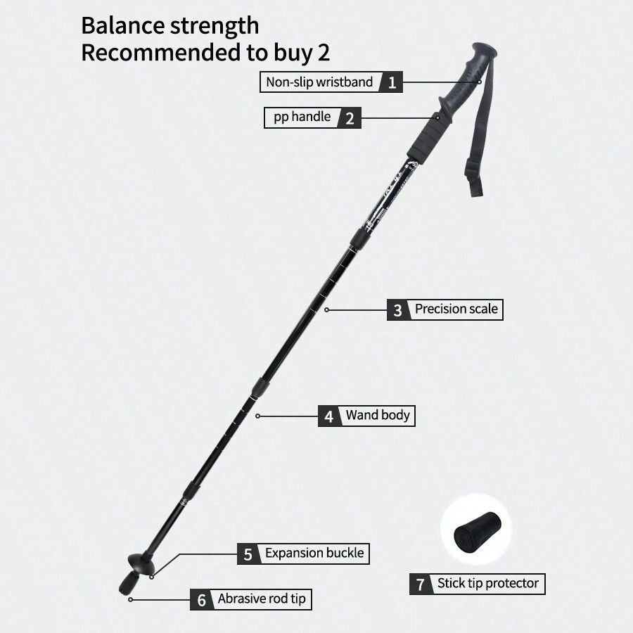 1pc Outdoor Hiking Pole With Straight Handle, Multi-Functional Ultra ...