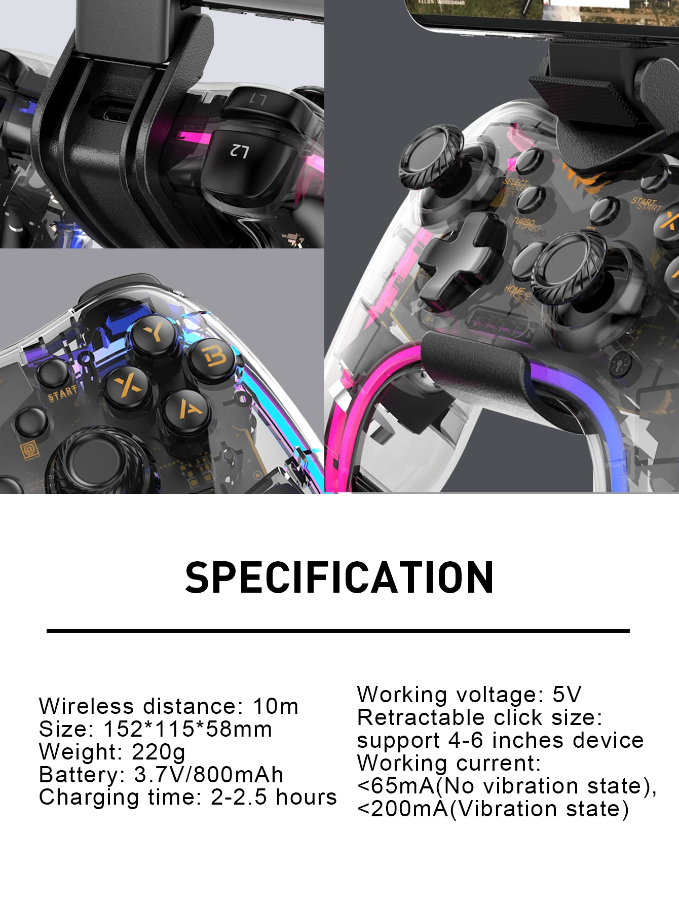 HAVIT G180BT Transparent High-Precision Joystick Wired Game Controller ...