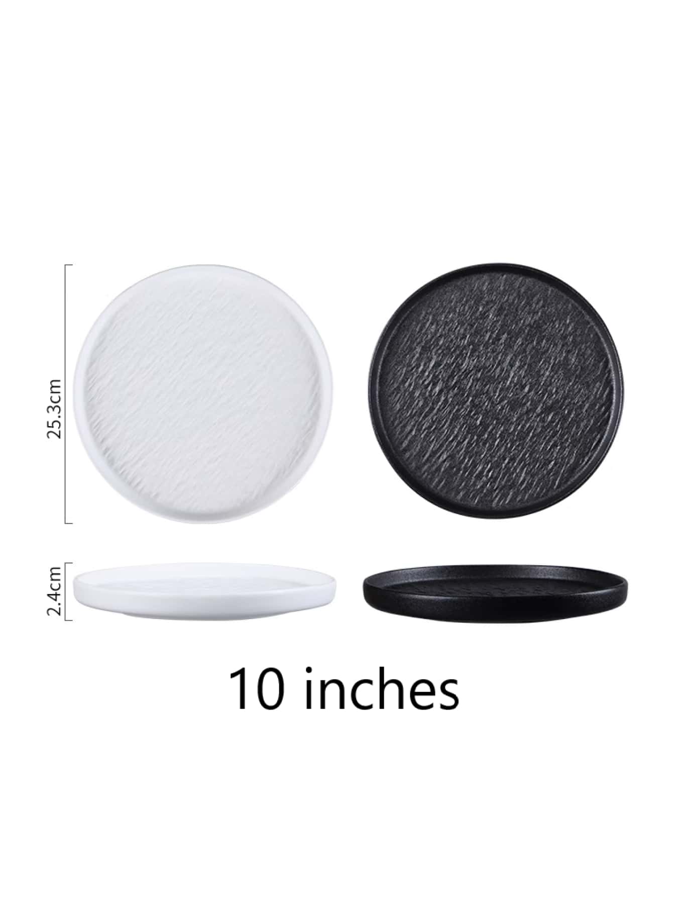 2pcs 10-inch Black Ceramic Steak Plates For Home And Commercial Use ...