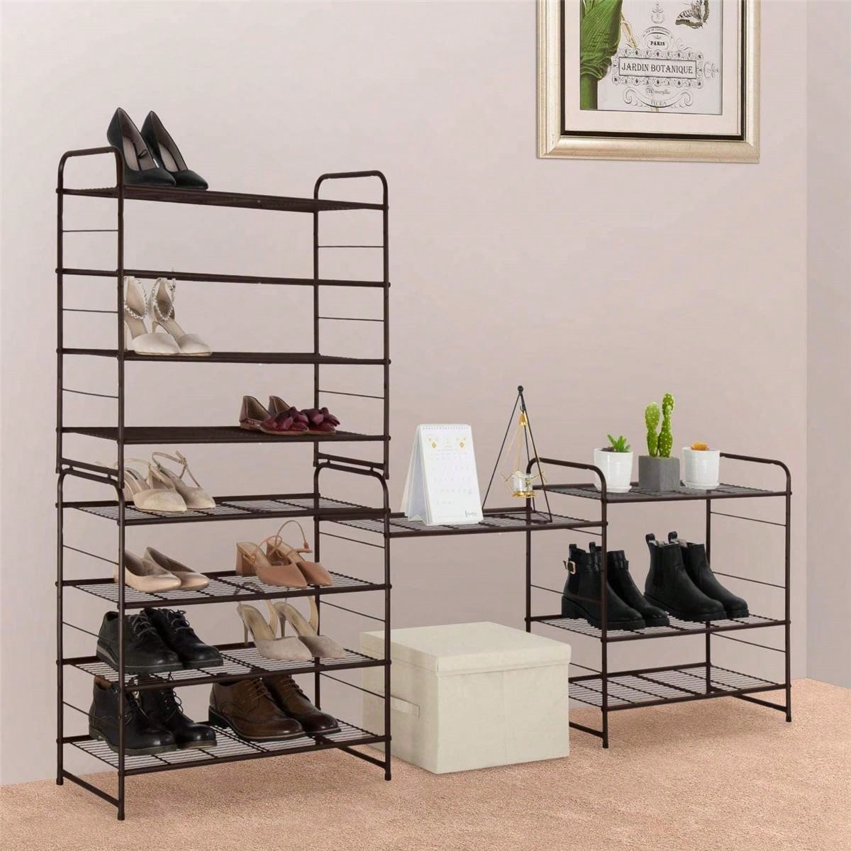 4 Tier Metal Shoe Storage Rack,Adjustable and Freestanding Storage ...
