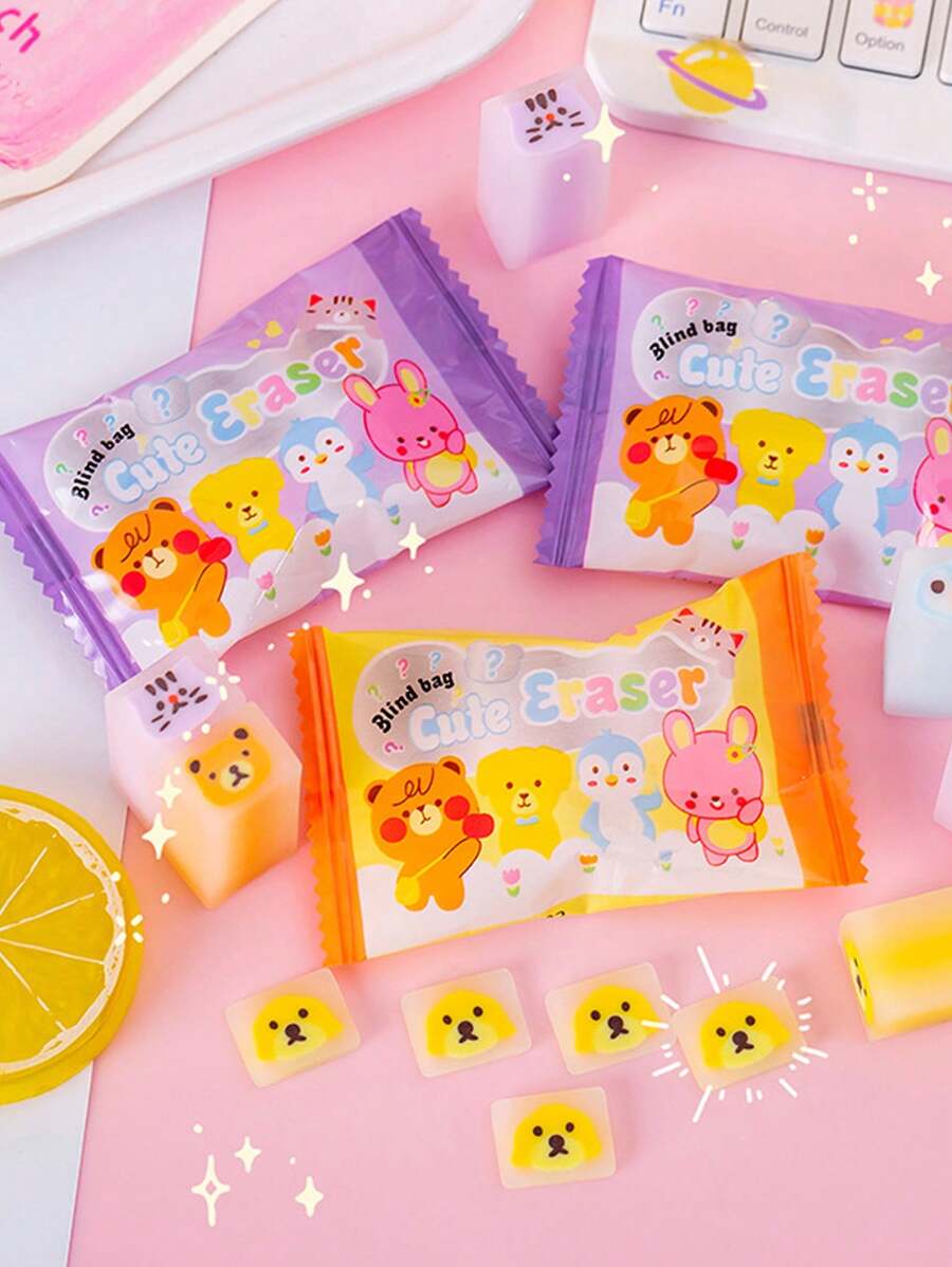 Children's random color cute blind bag eraser cartoon animal can cut ...