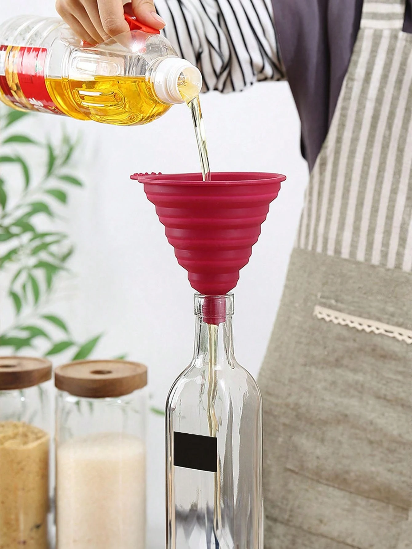 Household Oil Funnel With Large Diameter, Silicone, Extendable ...