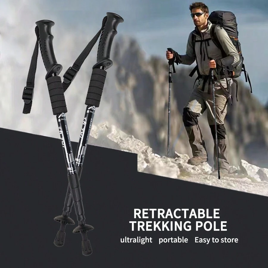 1pc Outdoor Hiking Pole With Straight Handle, Multi-Functional Ultra ...