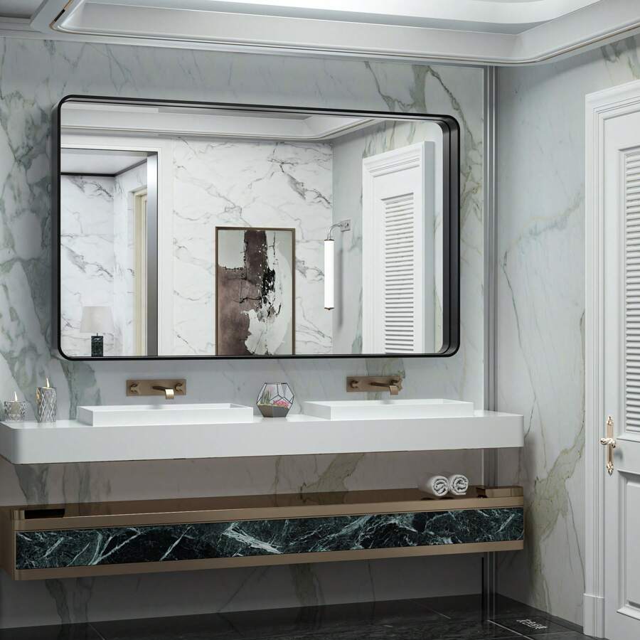 Bathroom Mirror for Wall Vanity Mirror with Non-Rusting Aluminum Alloy ...