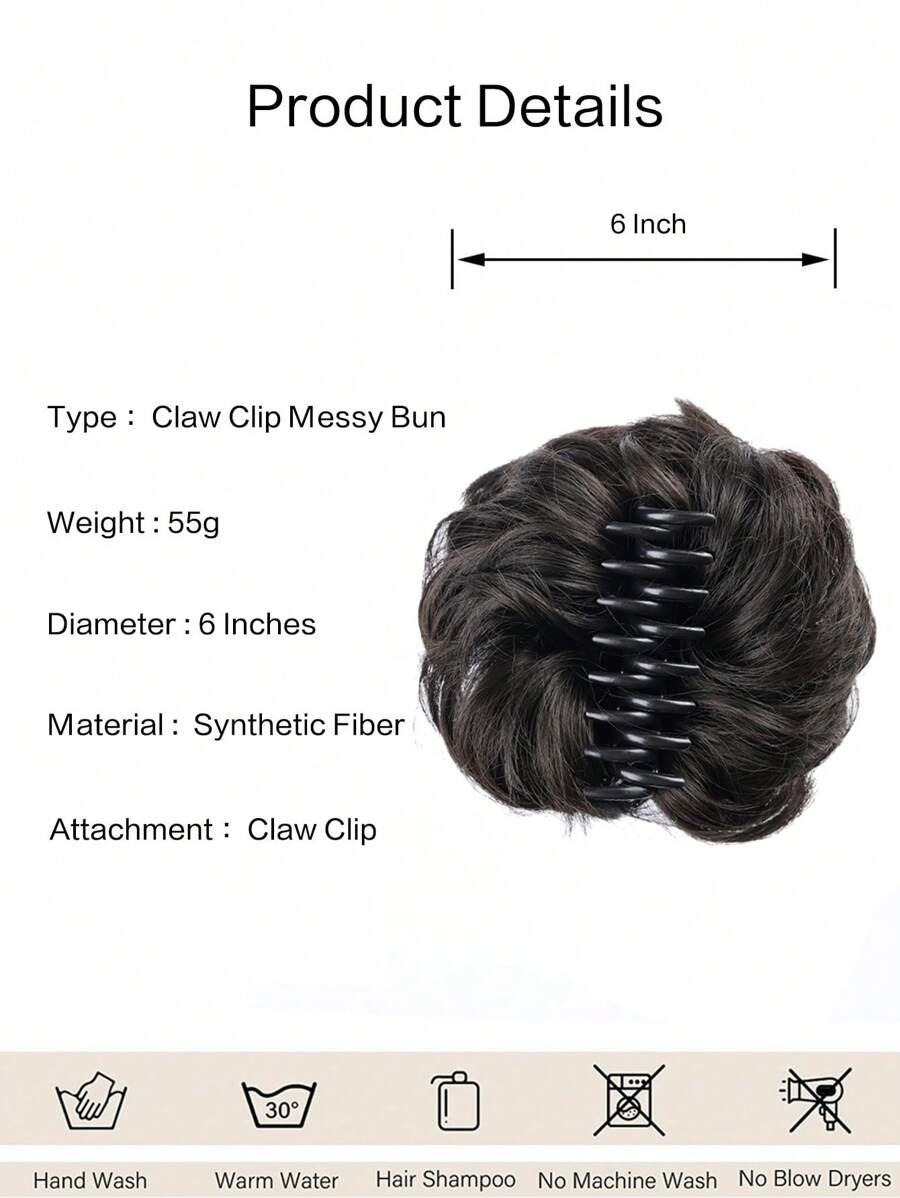 Messy Hair Bun Hairpiece for Women Clip in Claw Hair Pieces Synthetic ...