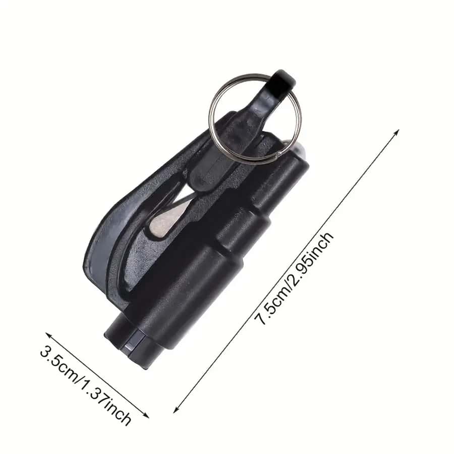 1pc 2-in-1 Keychain Emergency Car Escape Tool With Seatbelt Cutter And Metal Hammer Head, Mini ...