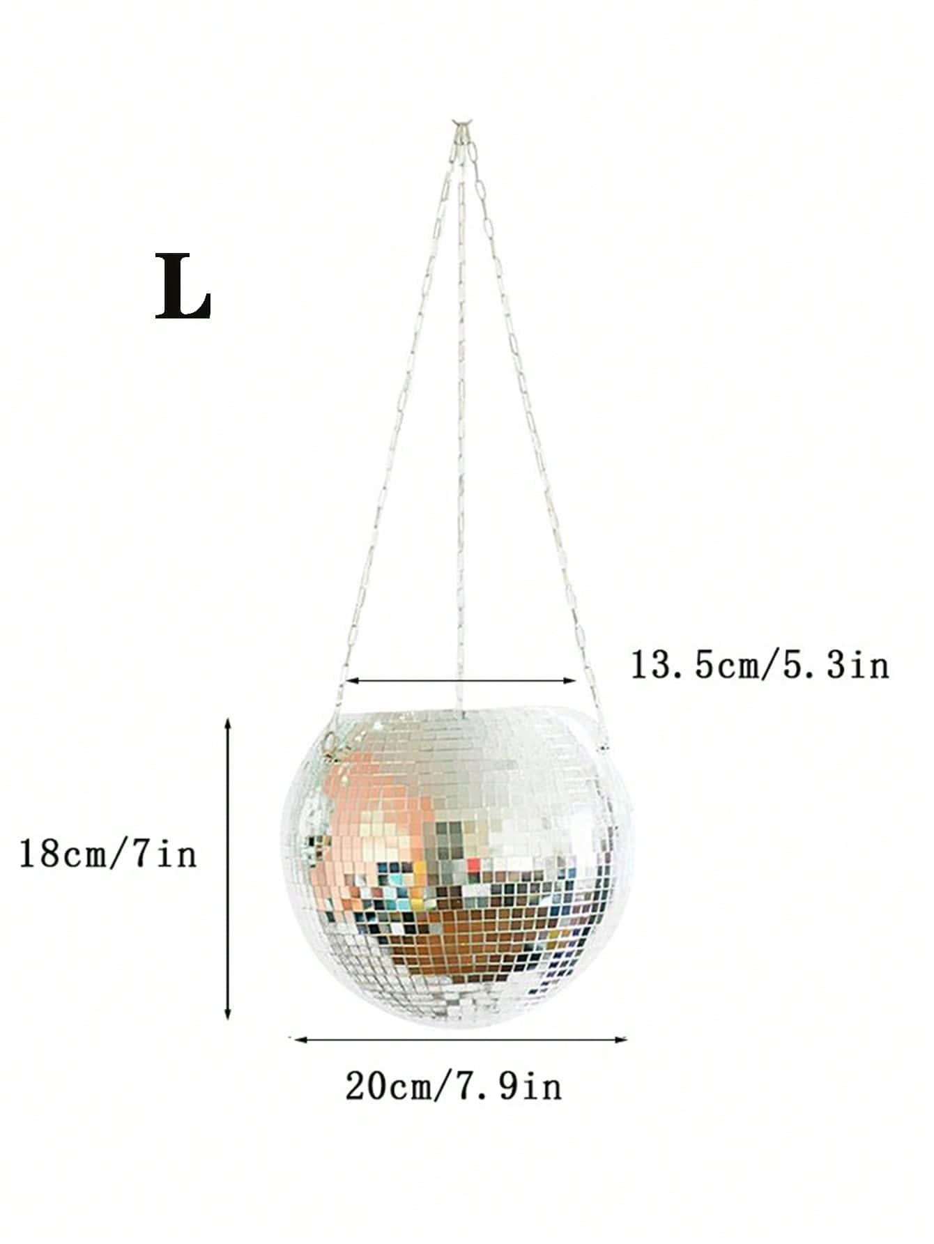 Silver Disco Ball Shaped Planter, Mirror Finish Hanging Basket For ...
