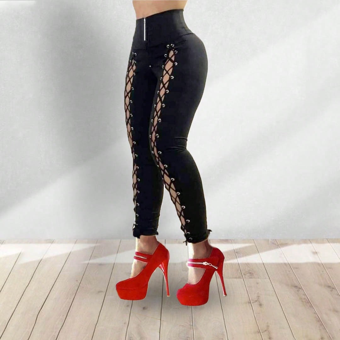 Pantalón Ajustado con aberturas en la piernas con cordones control ...