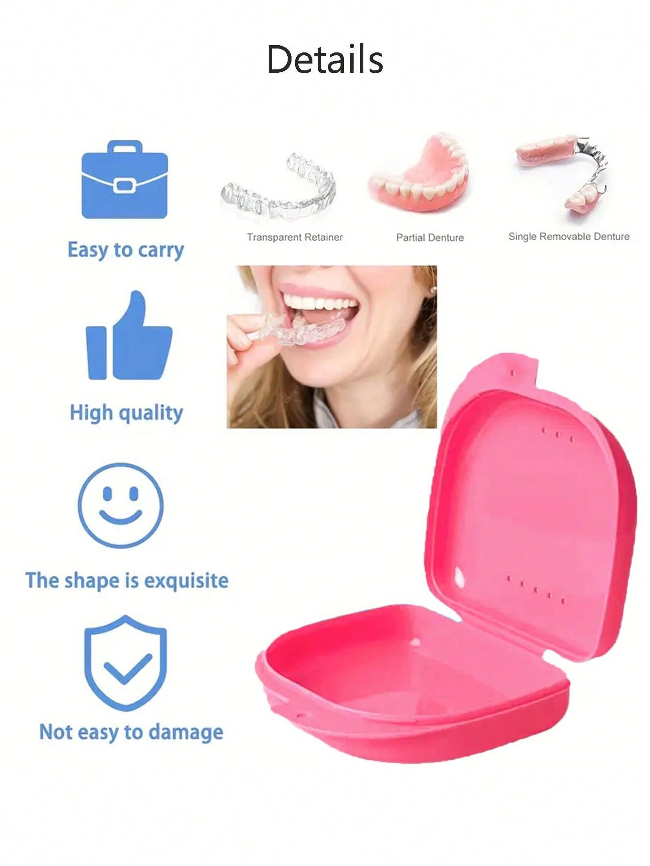 1pc Dental Orthodontic Retainer Denture Storage Case Box, Mouthguard ...