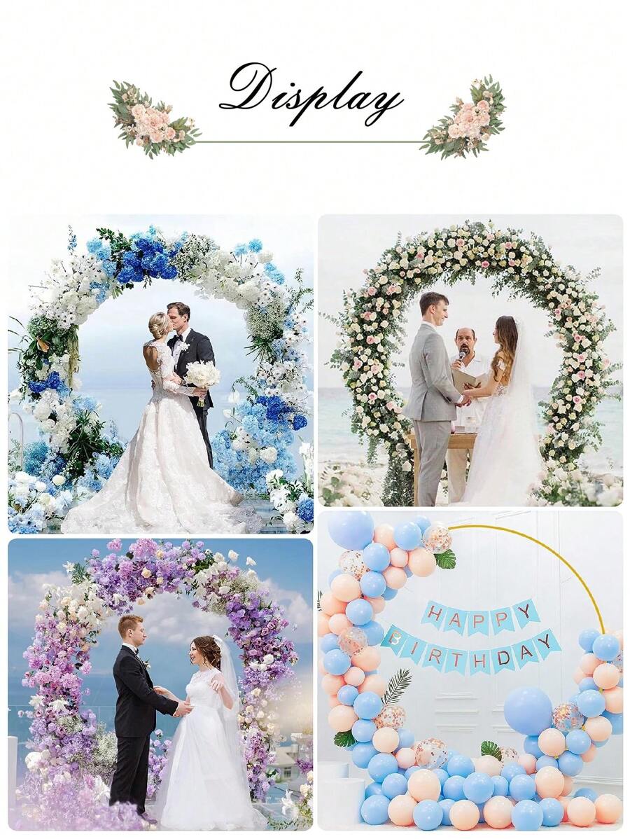 Round Arch Backdrop Stand 6.6FT Gold Circle Balloon Arch Frame Stand ...