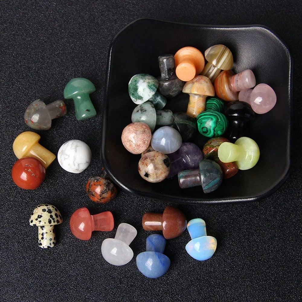 20 PCs Random Crystal Mushroom Sculpture Decor Hand Making Mini ...