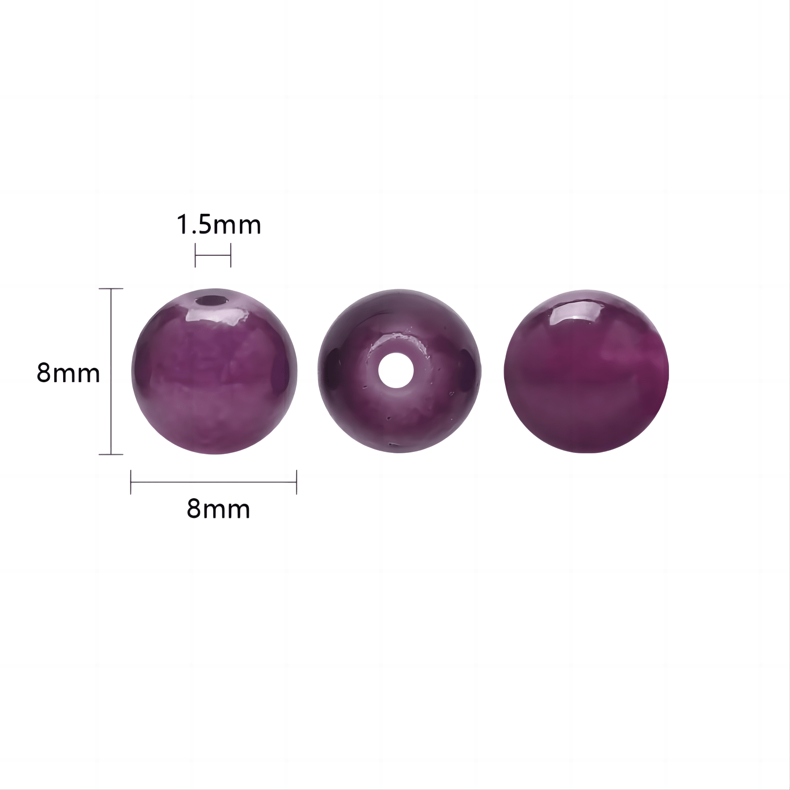 1strand Glass Round Bead, Simple Solid Color Multi-purpose Imitative ...