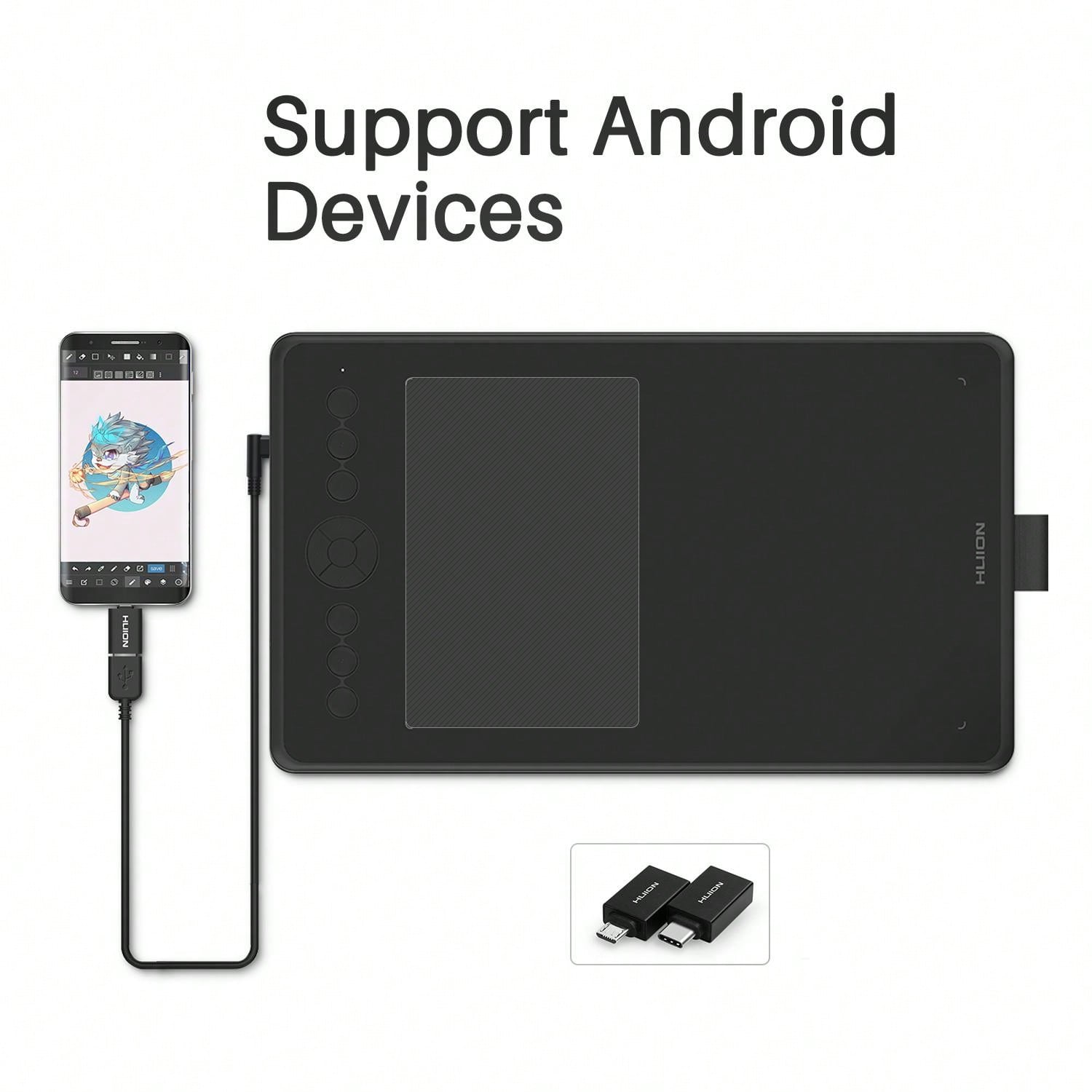 Huion H320M Black Two-Sided Pen Tablet Graphics Drawing Tablet+LCD ...