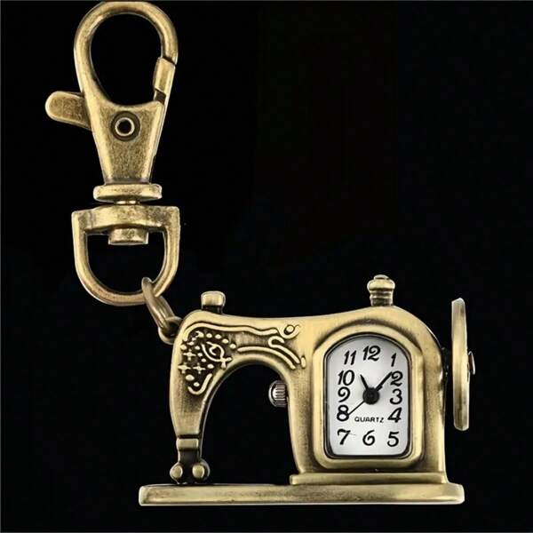 Sewing Machine Shape Pocket Watch Vintage Bronze Keychain Novelty ...
