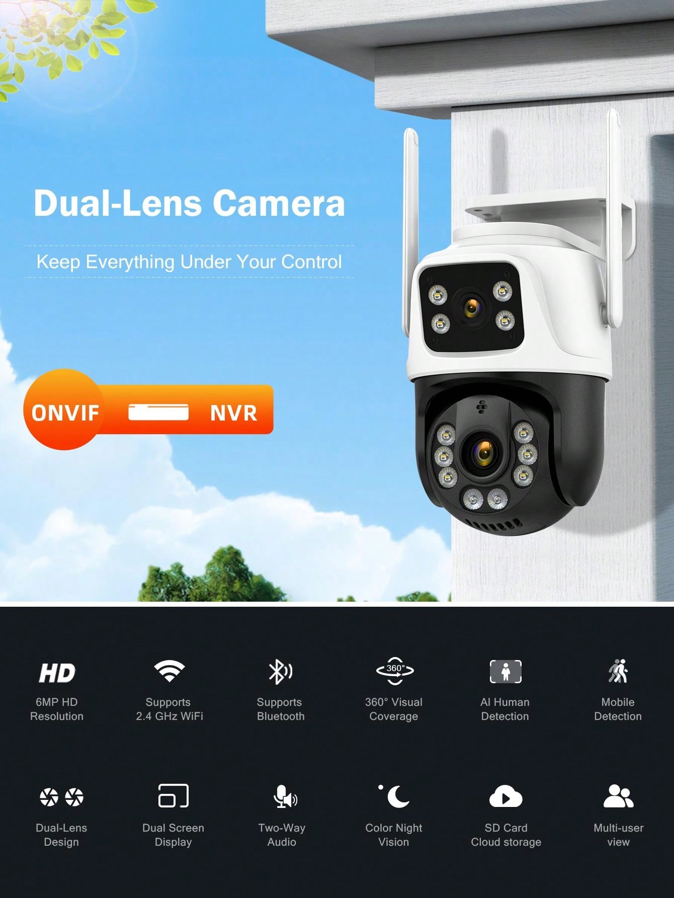 1PC Wifi CCTV IP And RJ45 6MP - add 64G 4K Security Protection Wireless ICSee Video urveillance ...