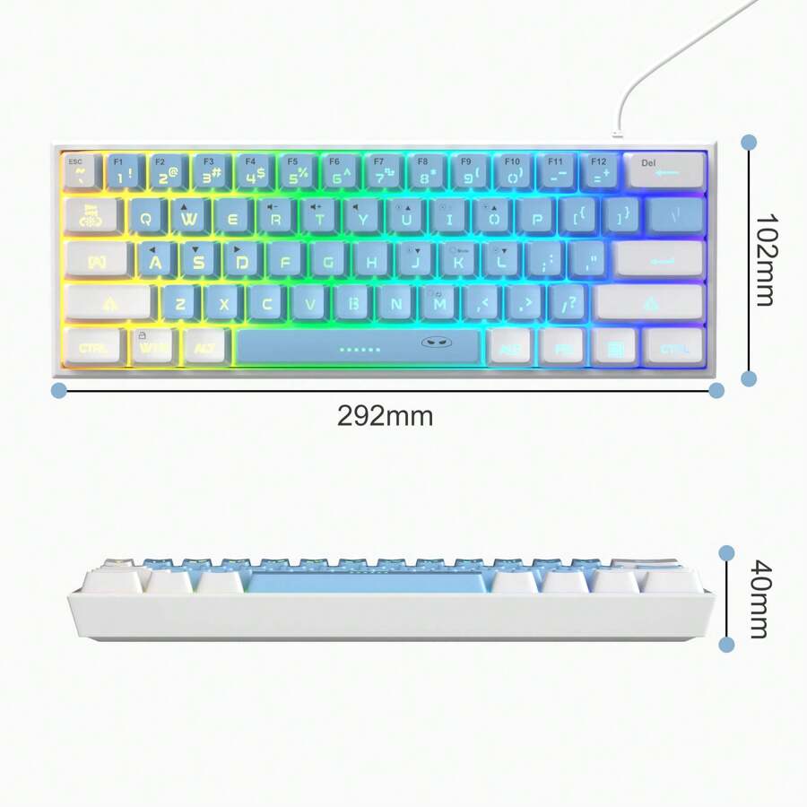 MageGee MageGee TS91 60% Compact Wired Keyboard 61 Keys RGB Backlight ...