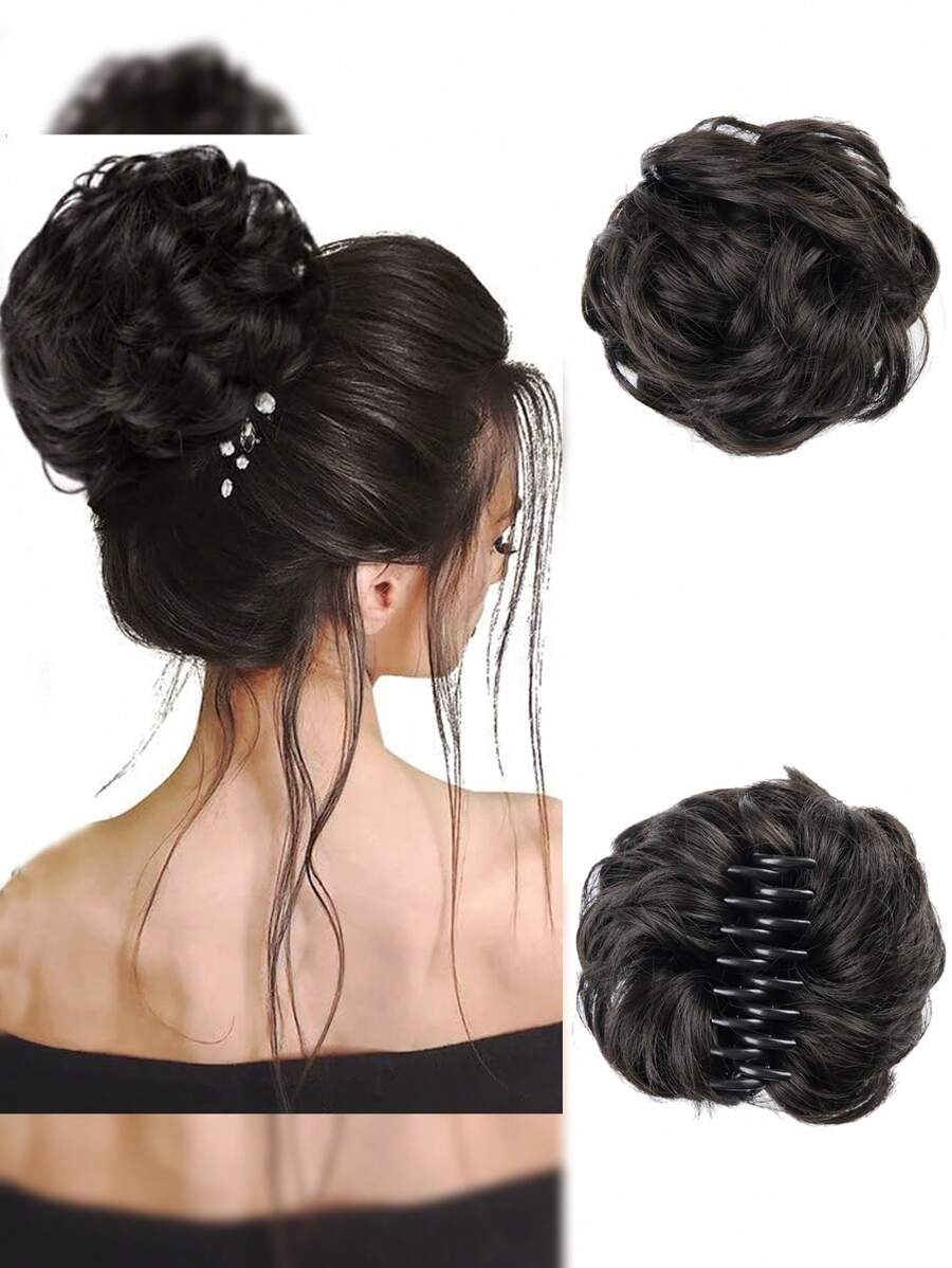 Messy Hair Bun Hairpiece for Women Clip in Claw Hair Pieces Synthetic ...