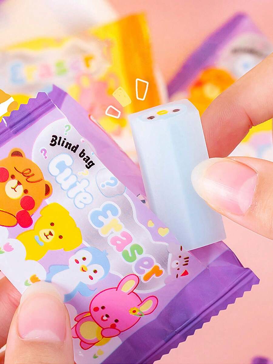 Children's random color cute blind bag eraser cartoon animal can cut ...