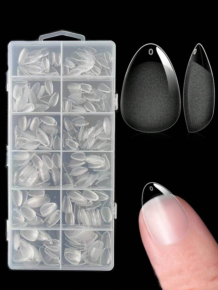 600pcs Xxs Short Almond Acrylic Full Cover Sculpted Soft Gel Nail Tips