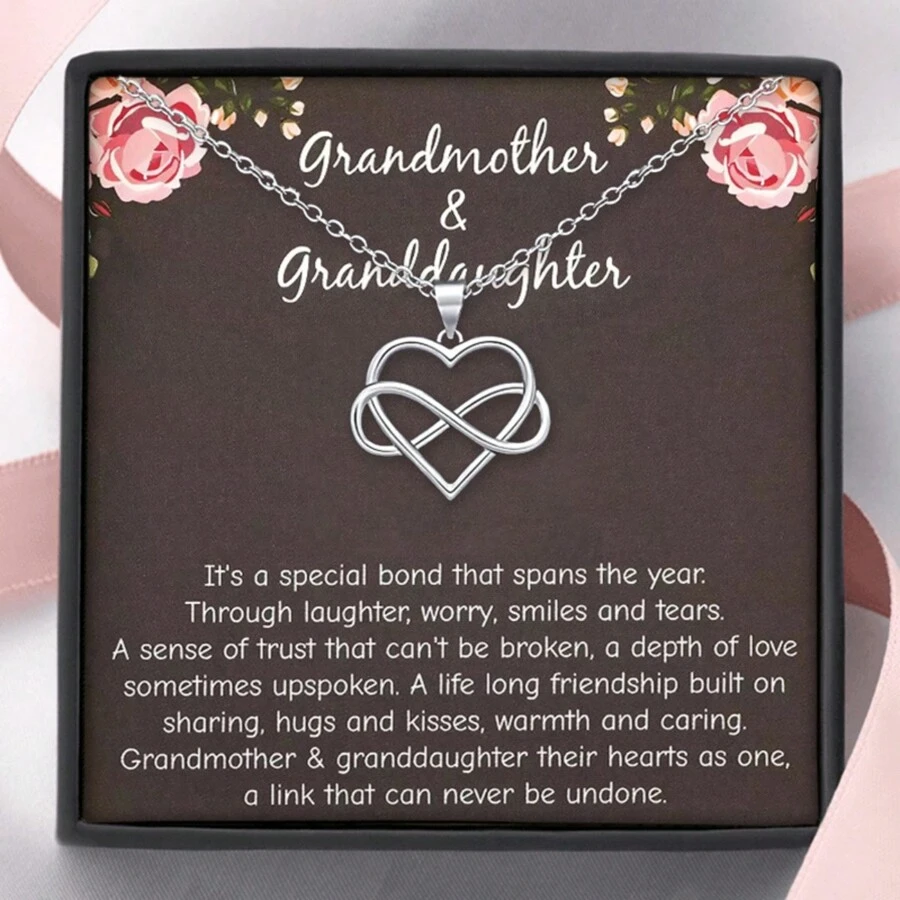 grandmother & granddaughter Infinity heart stainless steel necklace ...