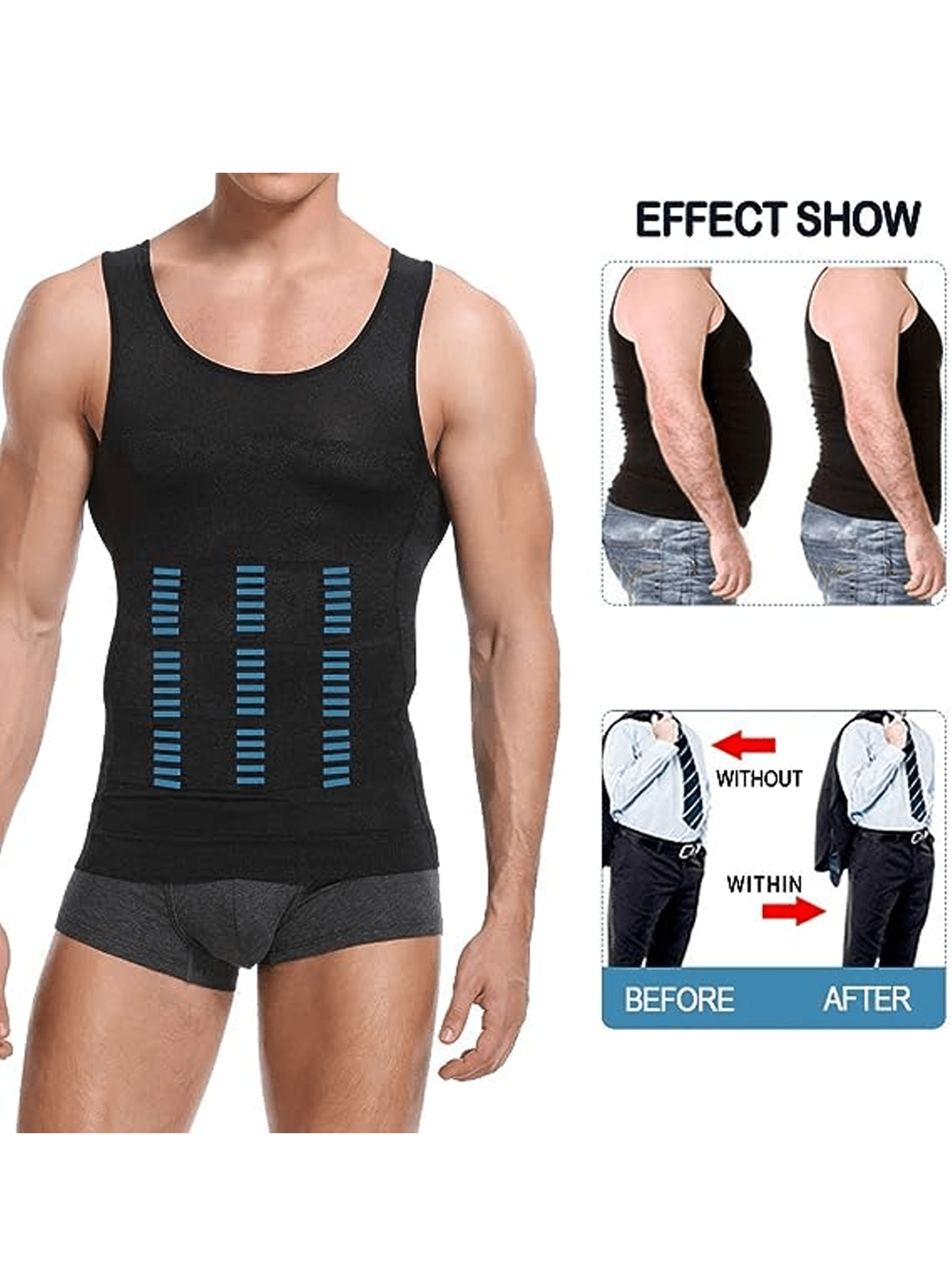 Men's Black Tummy Control Waist Trainer Vest Shapewear | SHEIN USA