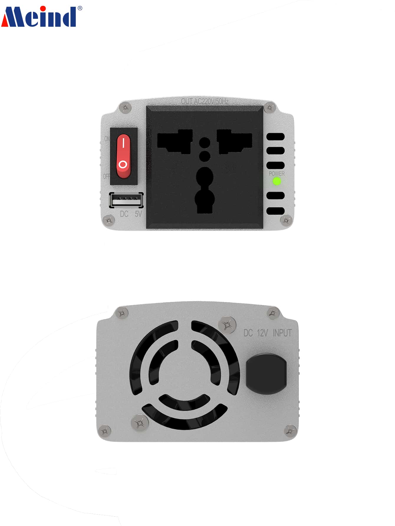 Silver 150w Car Inverter With Universal Socket, Converts 12v To 220v ...