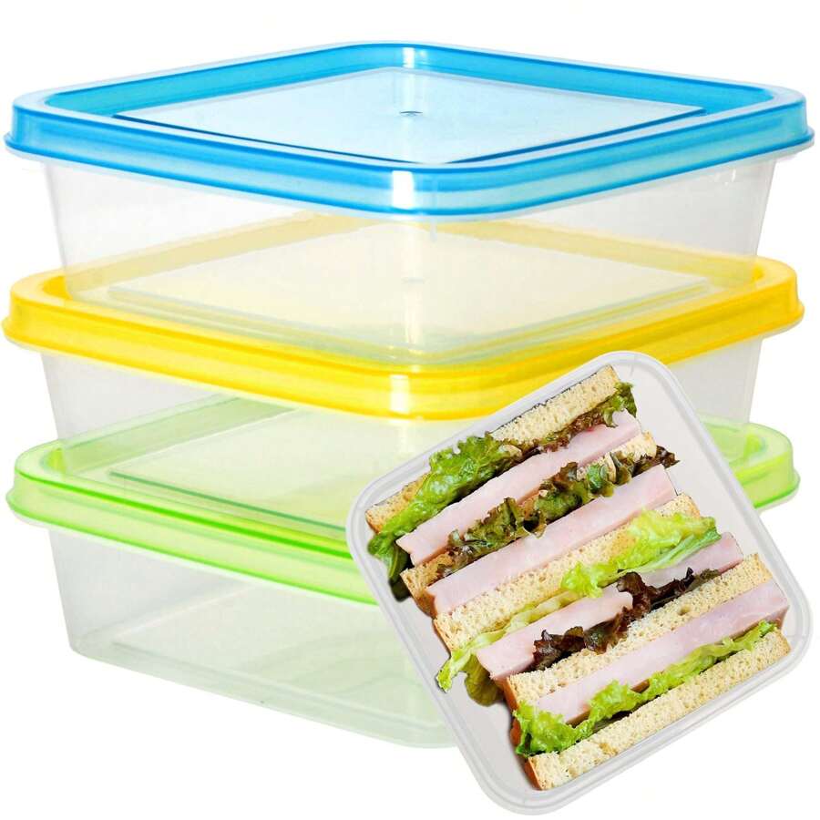 Youngever 3 Pack 20 Ounce Sandwich Containers, Reusable Food Storage ...