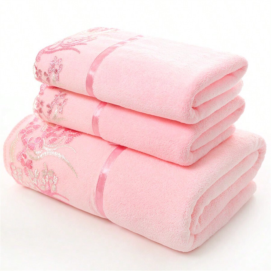 3pcs/set Oversized Bath Towel And Hand Towel Set More Absorbent Beach Towel For Face Washing And ...