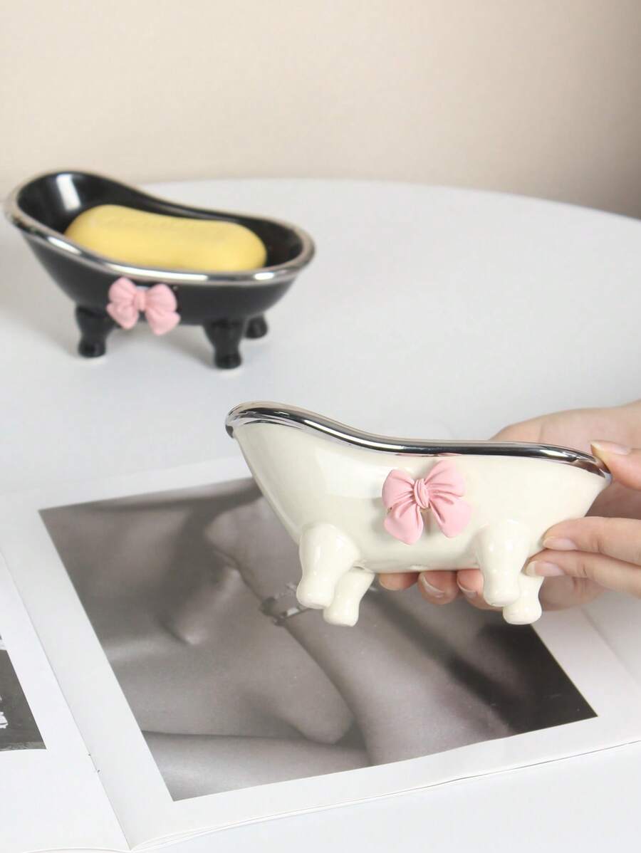 A ceramic black bath soap box for the bathroom toilet table top | SHEIN UK