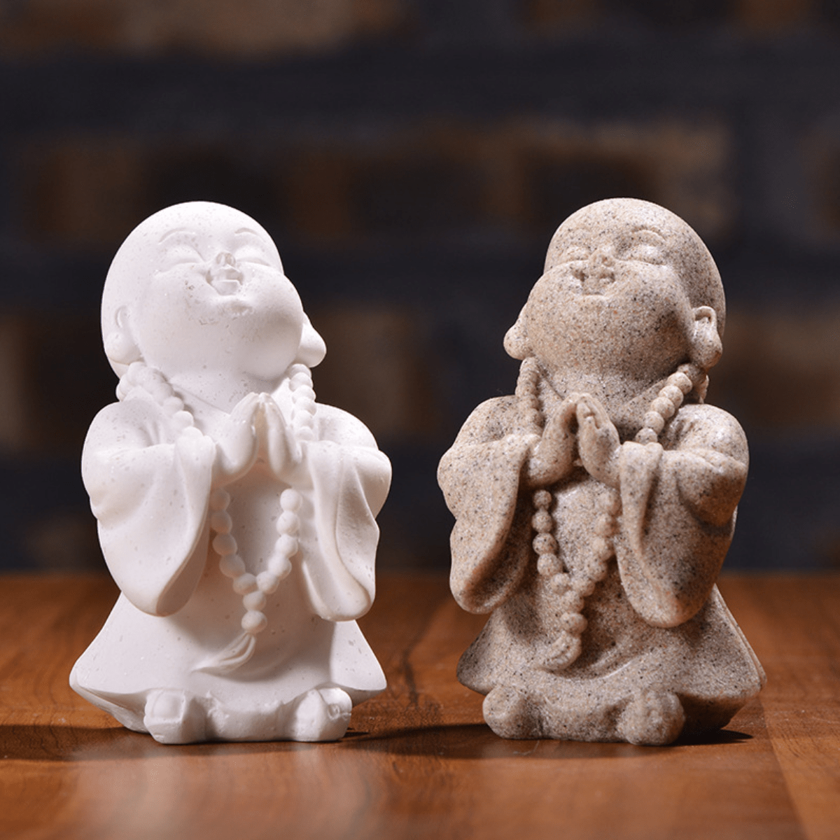 1pc Statue Happy Laughing Figurine Cute Small Monk Statues Mini ...