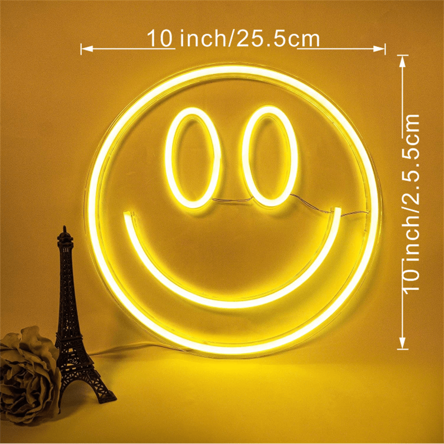 Smiling Face Neon Light Sign Wall Decor For Bedroom, Led Neon Sign For ...