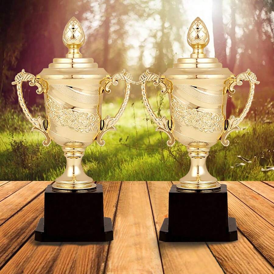 1pc Rose-shaped Plastic Trophy With Electroplating & Lid, For Sports ...