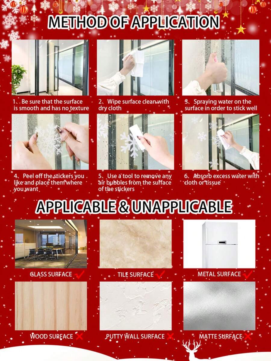 1 Set Of Snowflake Window Clings, Snowflake Static Cling Window ...