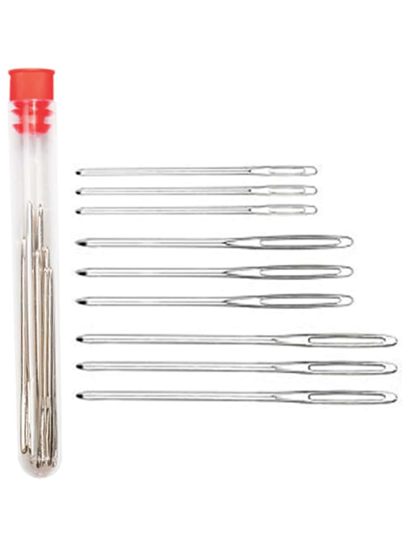 9pcs/set Large Eye Needles With Multiple Sizes, Stainless Steel Weaving Knitting Needles, Sewing ...