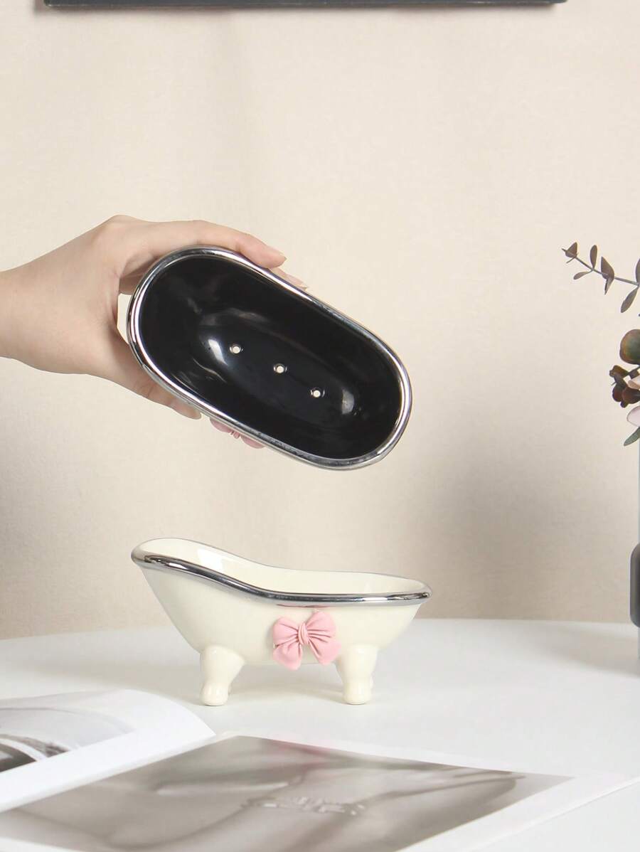 A ceramic black bath soap box for the bathroom toilet table top | SHEIN UK