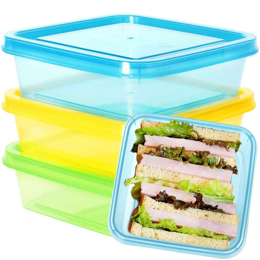 Youngever 3 Pack 20 Ounce Sandwich Containers, Reusable Food Storage ...