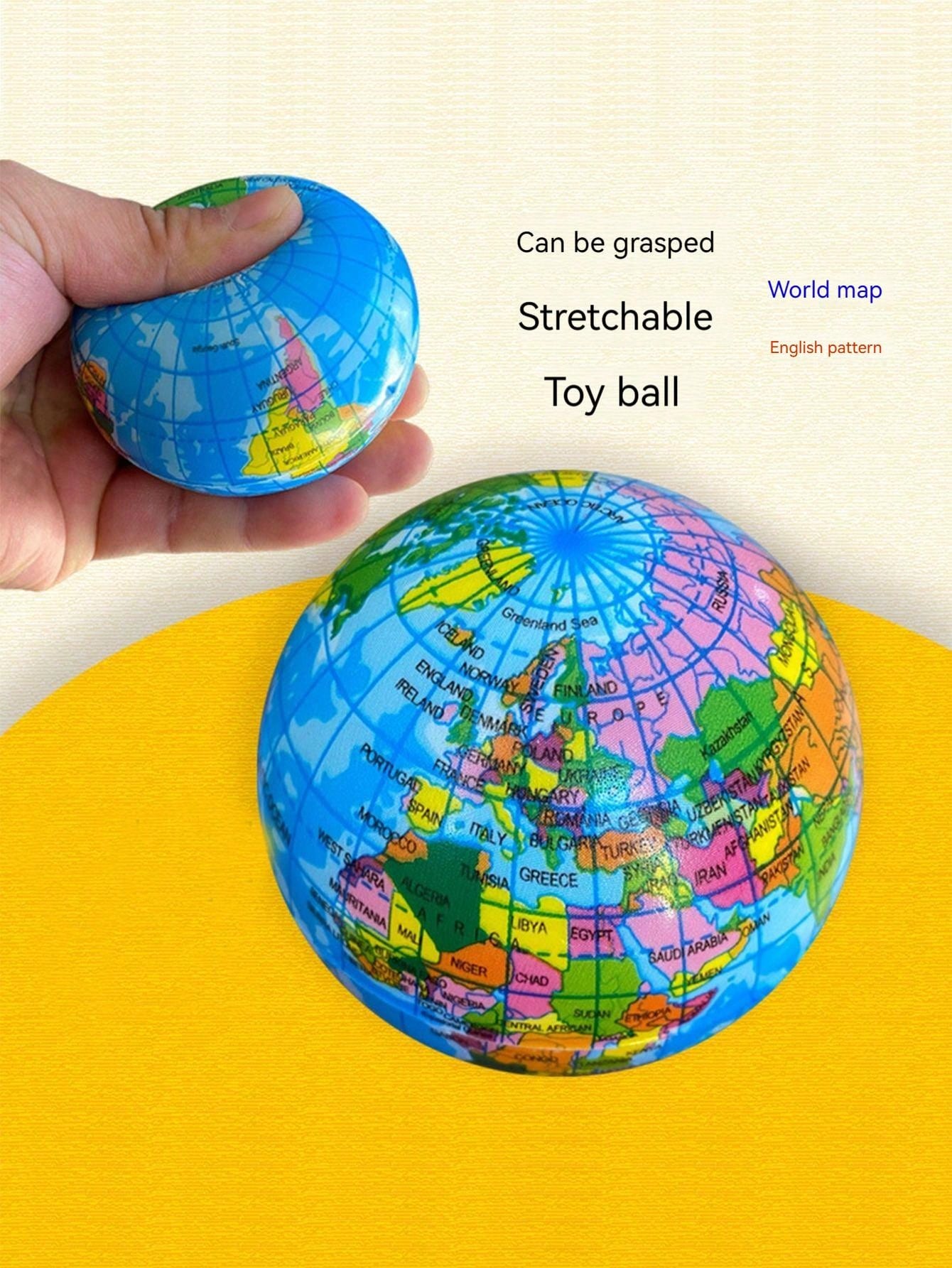 1pc Foam Ball World Map Toy With Soft And Elastic Texture For Stress ...