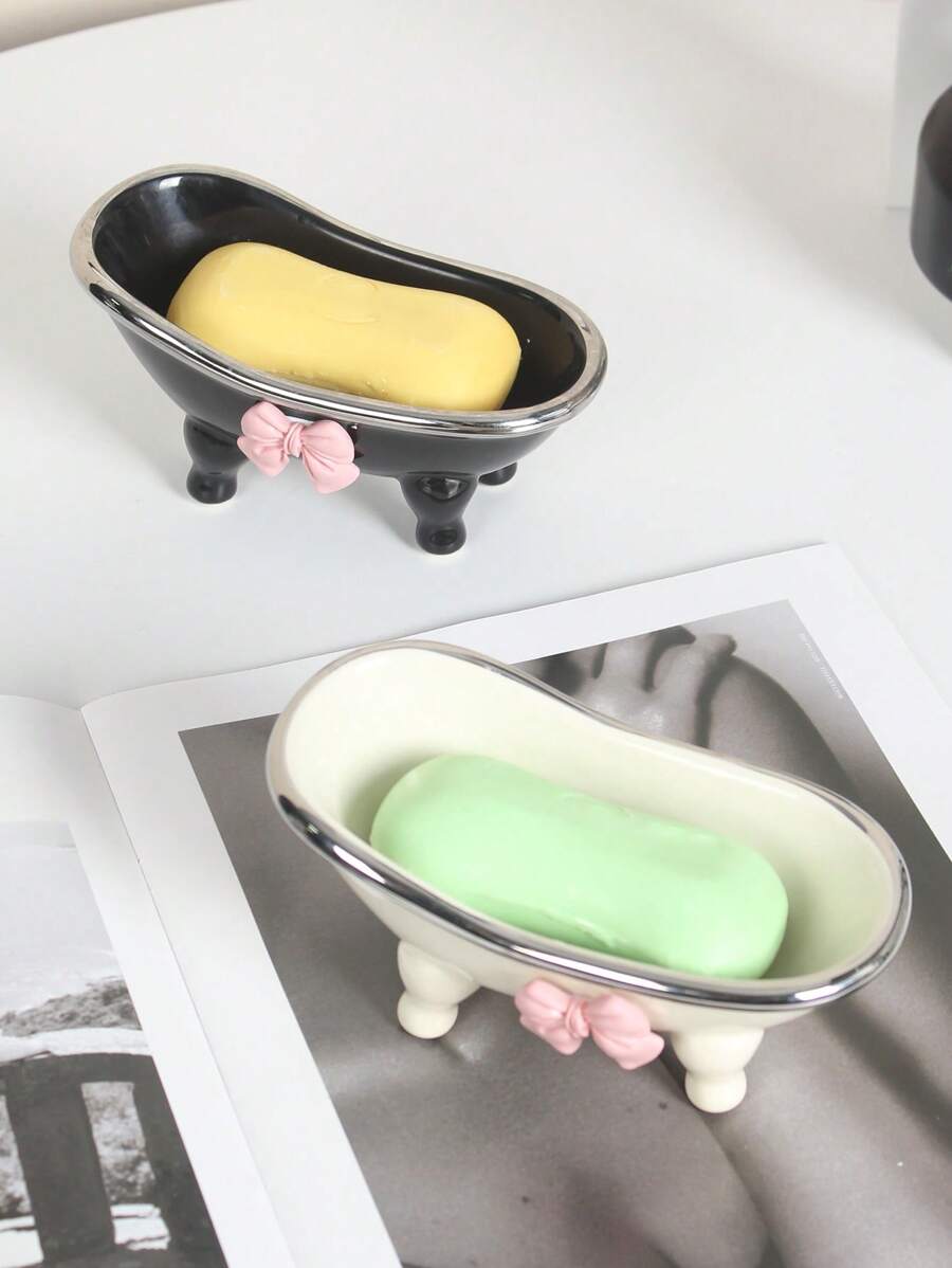 A ceramic black bath soap box for the bathroom toilet table top | SHEIN UK