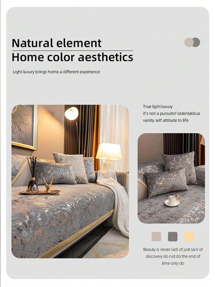 1pc All Seasons Universal Anti-slip Sofa Cushion Cover, Polyester Fiber ...
