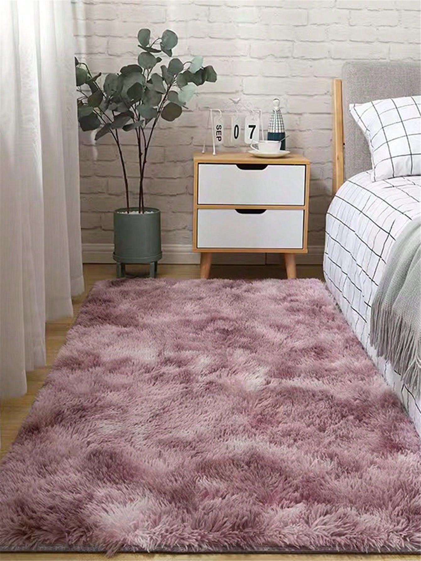 1pc Pink Purple Tie-dye Nordic Style Plush Rug For Living Room, Bedroom ...