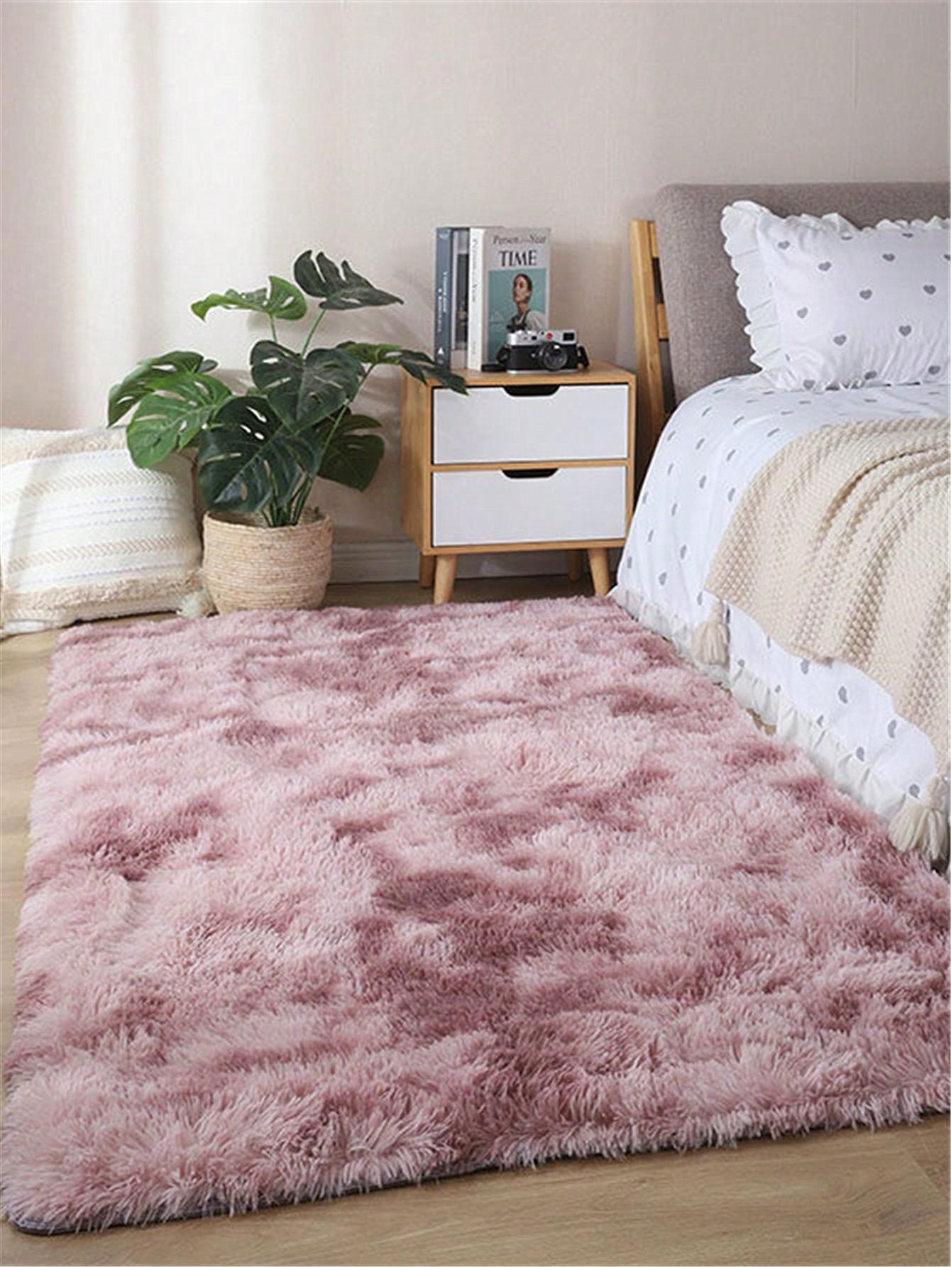 1pc Pink Purple Tie-dye Nordic Style Plush Rug For Living Room, Bedroom ...