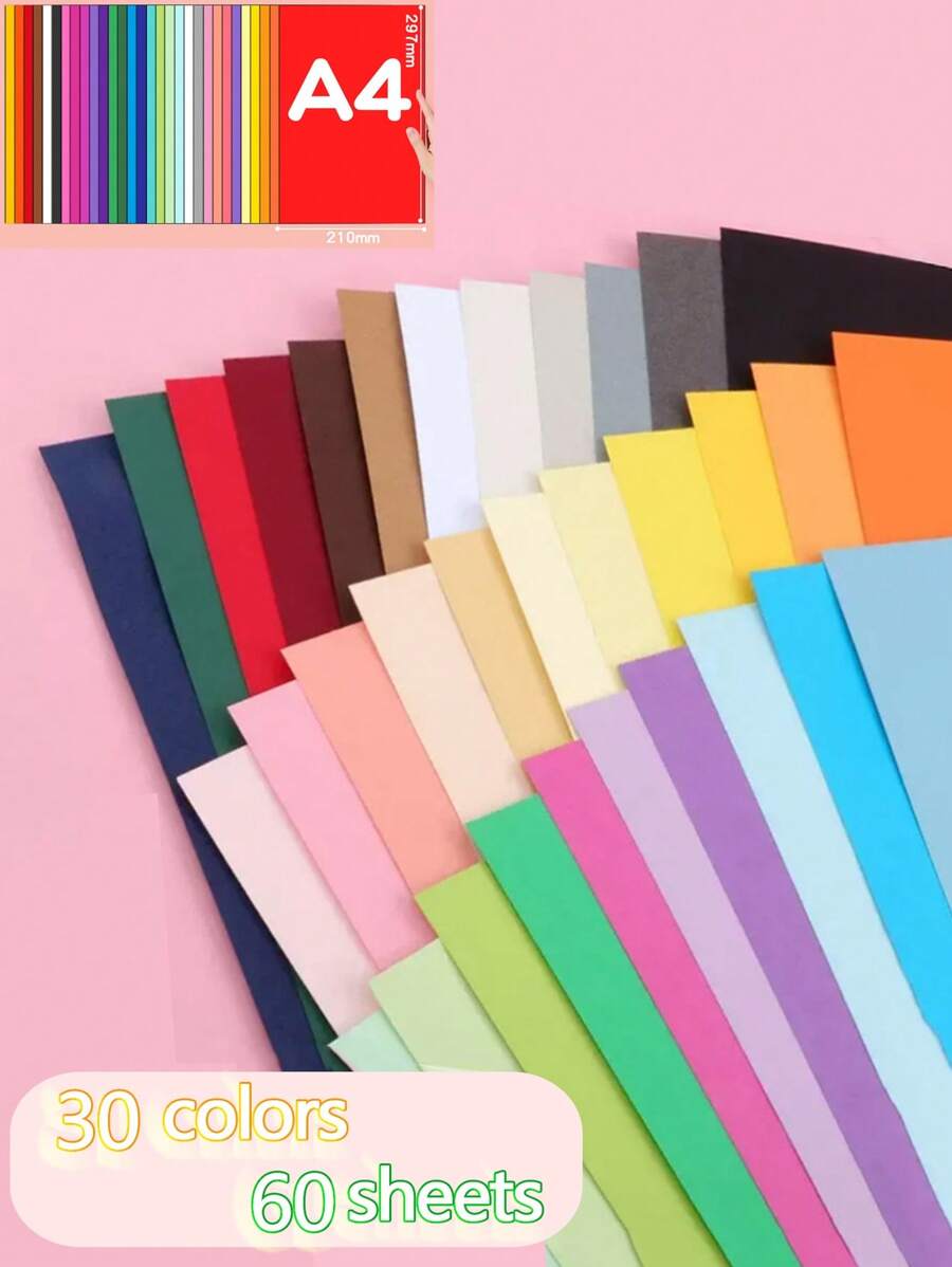 60 Sheets A4 Thick And Hard Cardstock Of 30 Different Colors For ...