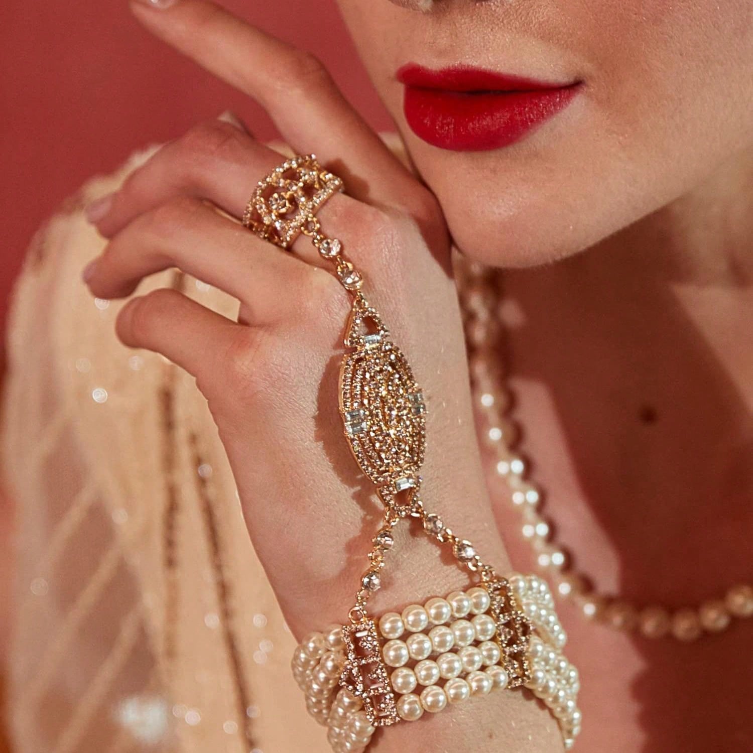 1920s Flapper Bracelet Ring Set Roaring 20s The Great Gatsby Austrian ...