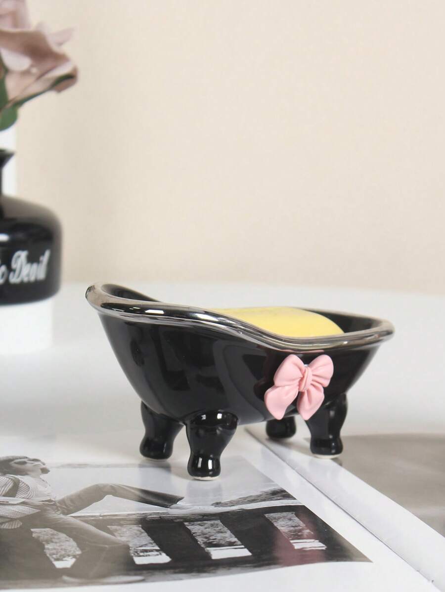 A ceramic black bath soap box for the bathroom toilet table top | SHEIN UK