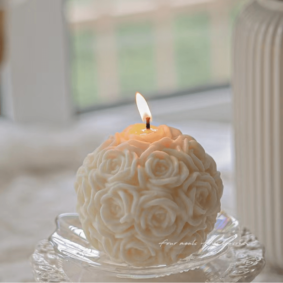 Rose Embroidery Ball Aromatherapy Candle, White Tulip Flower Scented ...